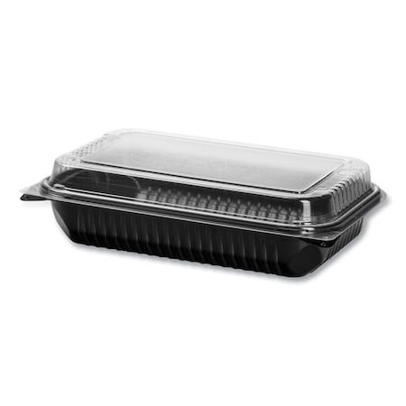 Dart Hinged-Lid Dinner Box, 64 oz, 11.5 x 8.1 x 3, Black/Clear, PK100, 100PK 919017-PM94 | Zoro